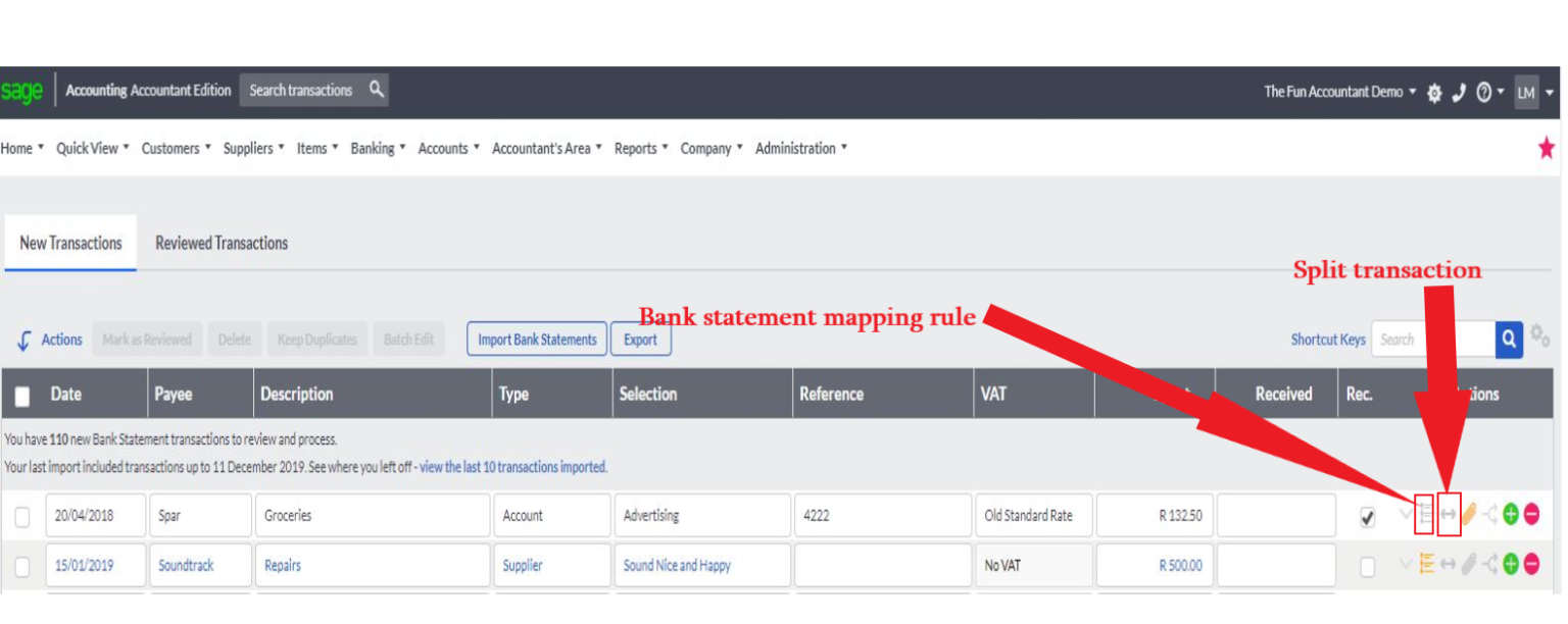Sage mapping rule and transaction split | The Fun Accountant
