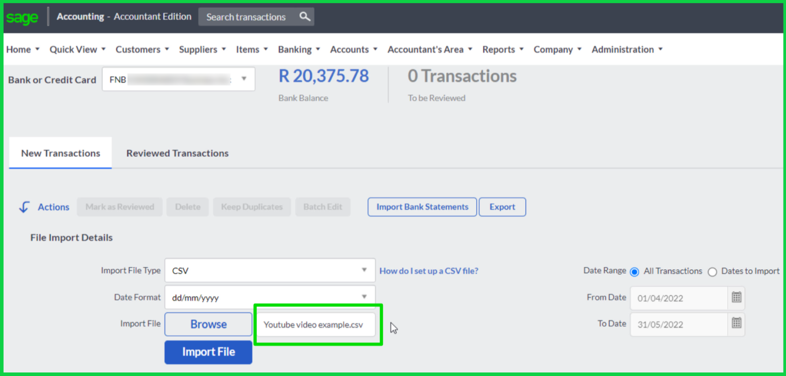 Importing Bank Transactions into Sage Cloud Accounting from CSV Bank ...