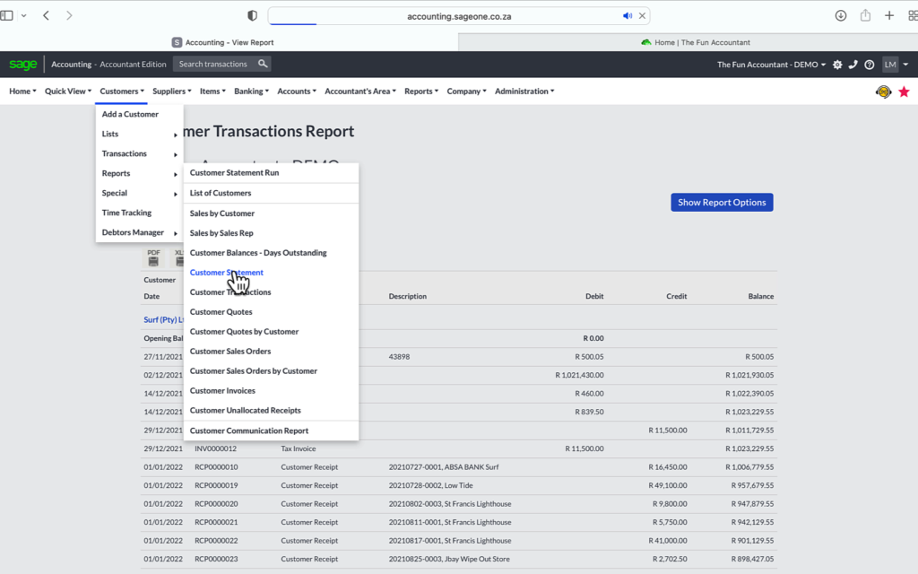 Sage-Accounting-customer-statement-navigation | The Fun Accountant