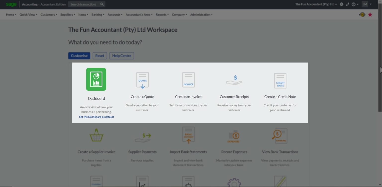 How to customise the Sage Workspace | The Fun Accountant