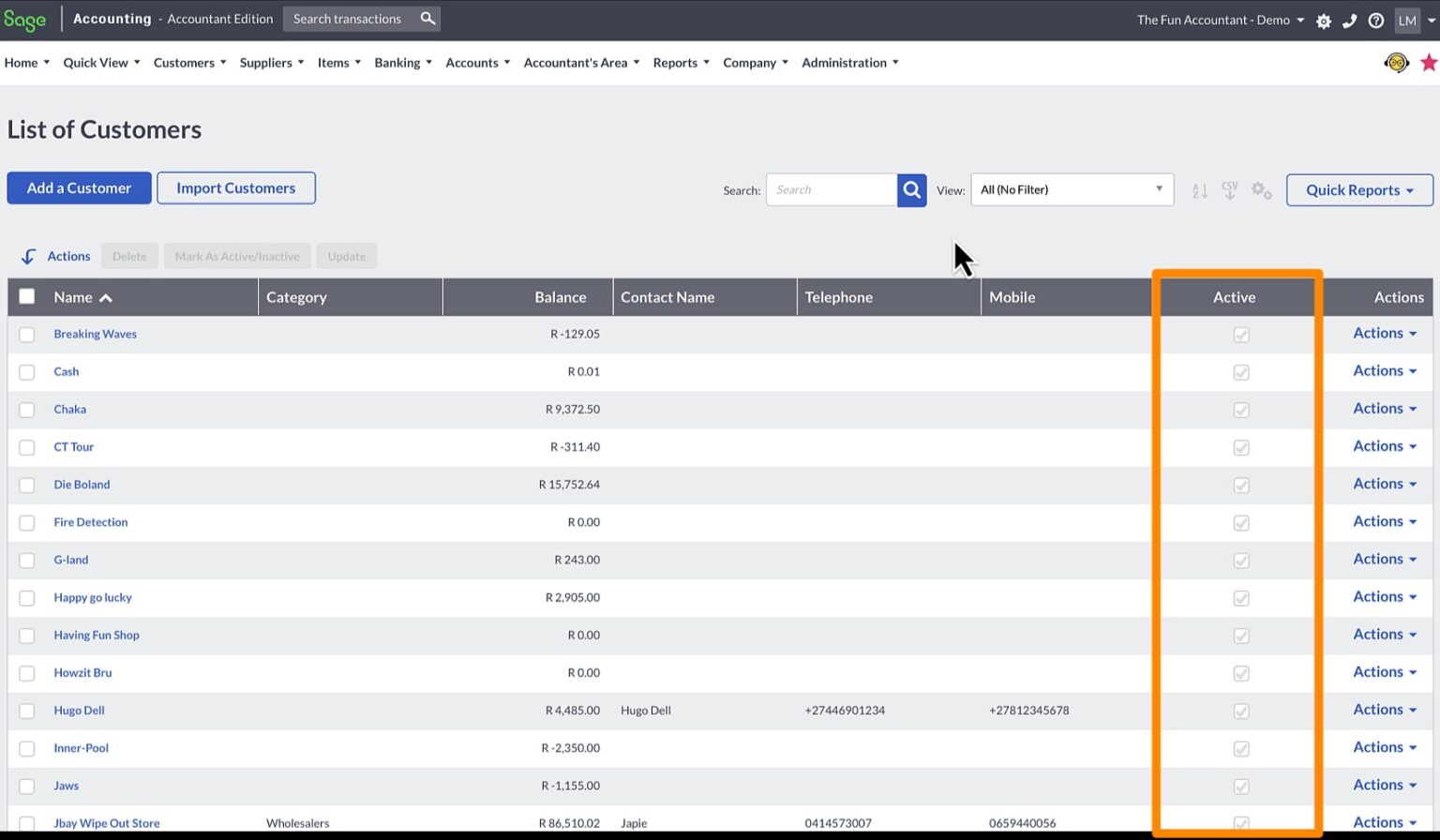 How to use the Active customer setting | The Fun Accountant