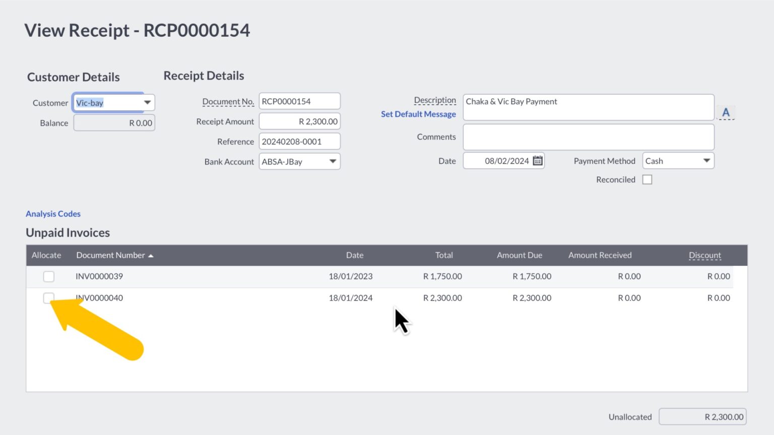 Marking Customer Invoices Paid from Split Transactions in Sage | The ...