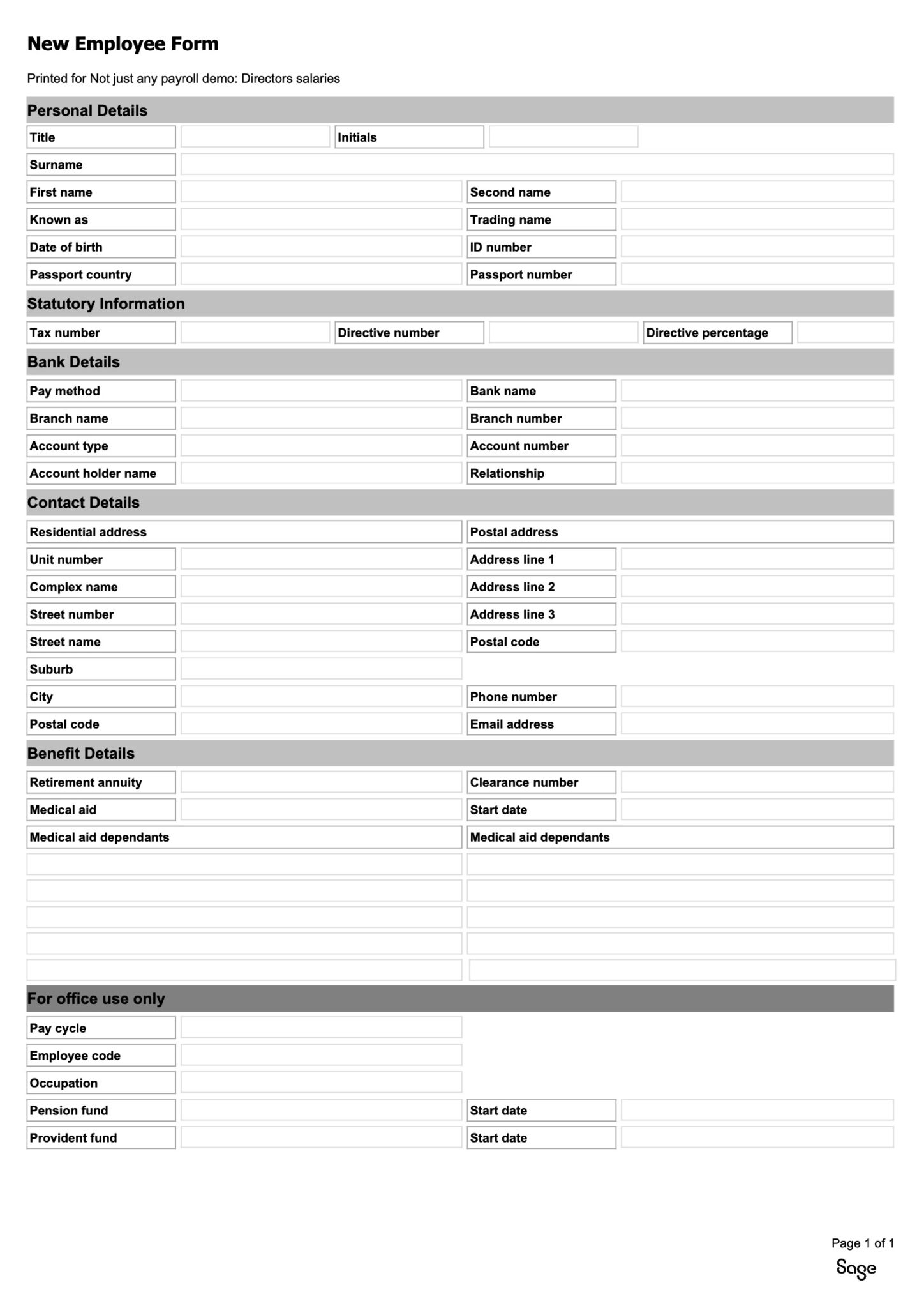 New Employee Form | The Fun Accountant